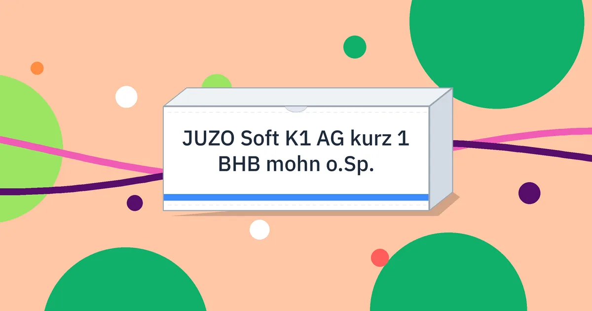 Symbolbild: Packung mit der Aufschrift JUZO Soft K1 AG kurz 1 BHB mohn o.Sp. (PZN 14823099) – Verfügbarkeit und Bezug in Apotheken in Frankfurt am Main