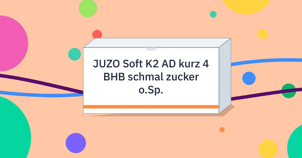 Symbolbild: Packung mit der Aufschrift JUZO Soft K2 AD kurz 4 BHB schmal zucker o.Sp. (PZN 15467465) – Verfügbarkeit und Bezug in Apotheken in Frankfurt am Main