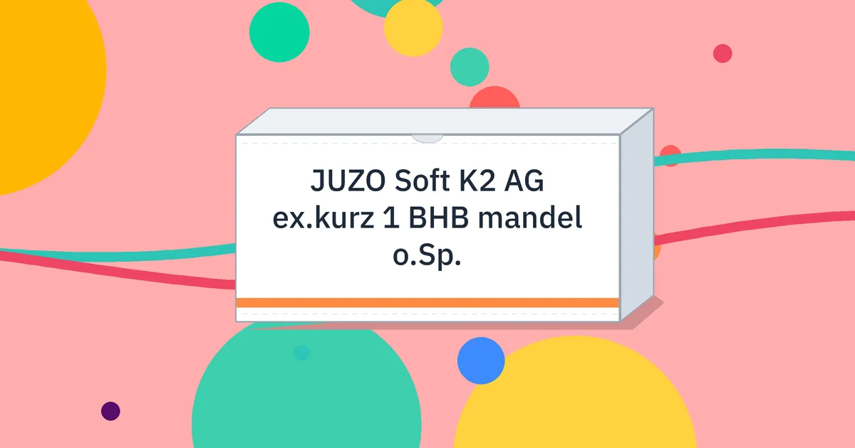 Symbolbild: Packung mit der Aufschrift JUZO Soft K2 AG ex.kurz 1 BHB mandel o.Sp. (PZN 14828352) – Verfügbarkeit und Bezug in Apotheken in Frankfurt am Main