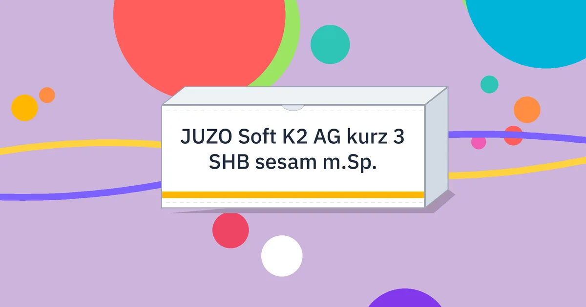 Symbolbild: Packung mit der Aufschrift JUZO Soft K2 AG kurz 3 SHB sesam m.Sp. (PZN 11308155) – Verfügbarkeit und Bezug in Apotheken in Frankfurt am Main