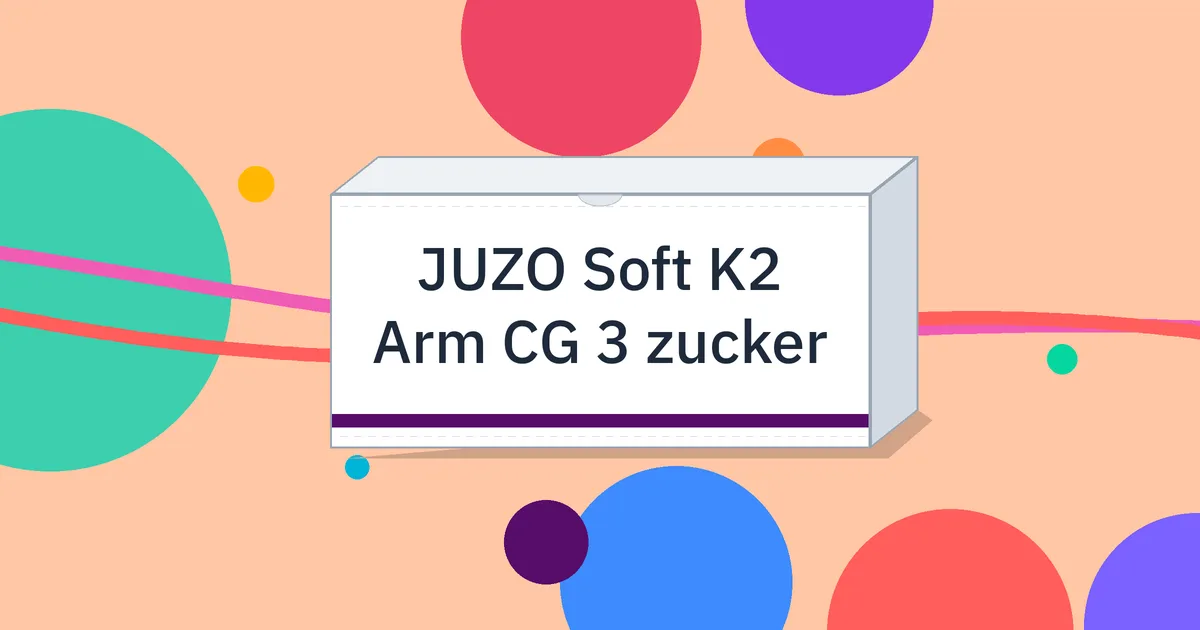 Symbolbild: Packung mit der Aufschrift JUZO Soft K2 Arm CG 3 zucker (PZN 15511864) – Verfügbarkeit und Bezug in Apotheken in Frankfurt am Main