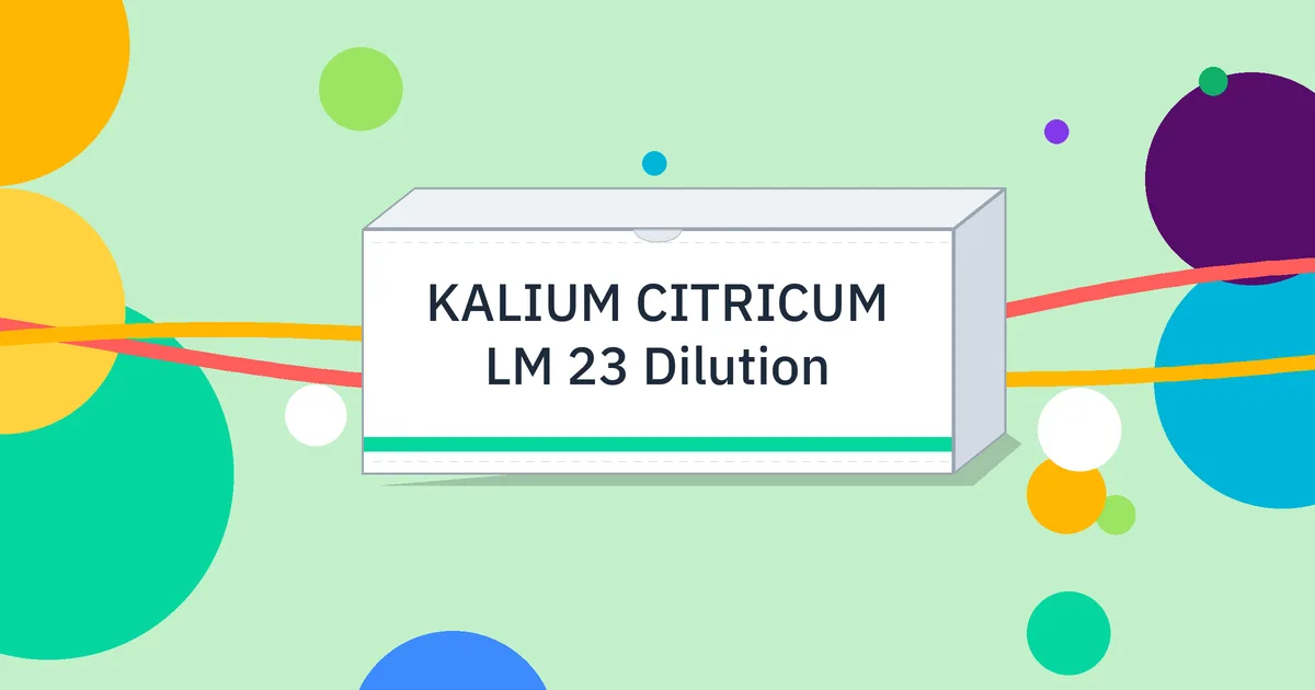 Symbolbild: Packung mit der Aufschrift KALIUM CITRICUM LM 23 Dilution (PZN 12920272) – Verfügbarkeit und Bezug in Apotheken in Frankfurt am Main