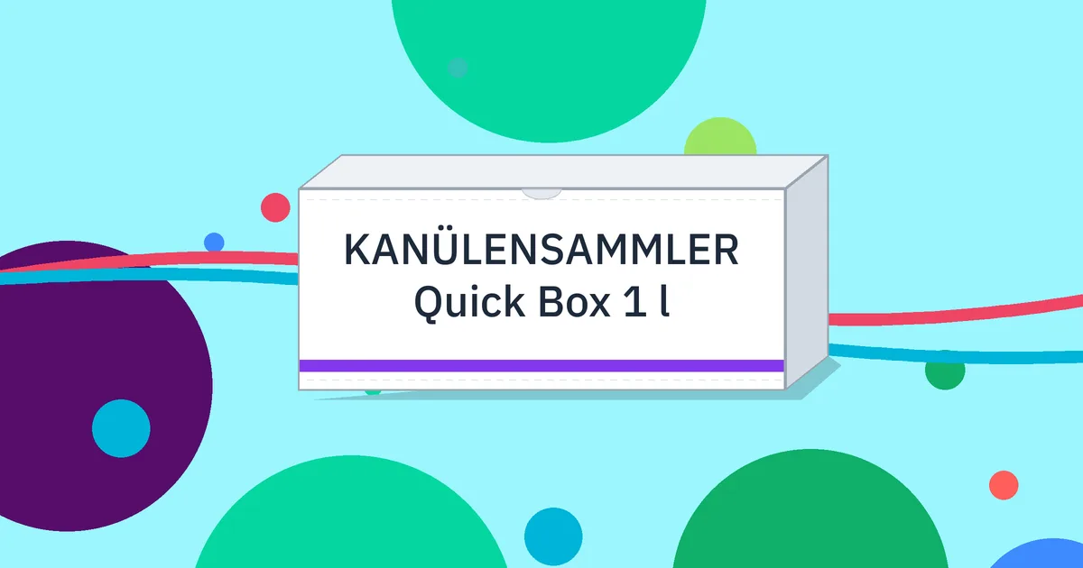 Symbolbild: Packung mit der Aufschrift KANÜLENSAMMLER Quick Box 1 l (PZN 09291648) – Verfügbarkeit und Bezug in Apotheken in Frankfurt am Main