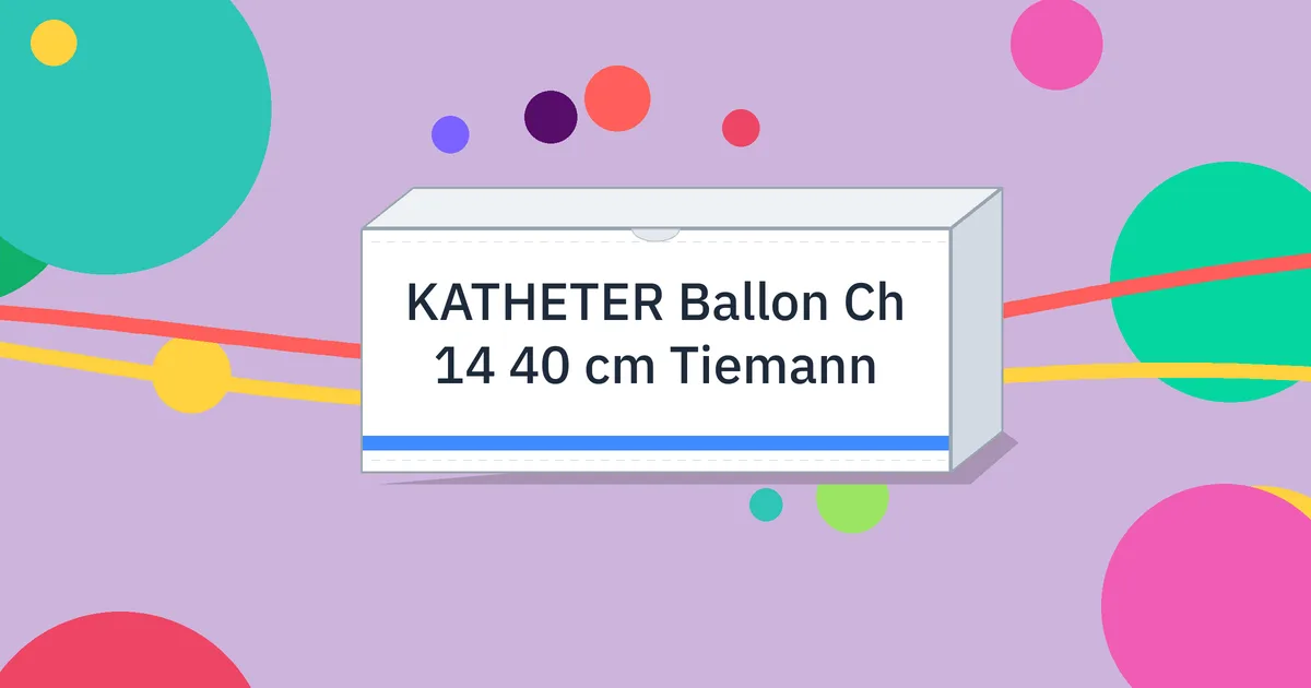 Symbolbild: Packung mit der Aufschrift KATHETER Ballon Ch 14 40 cm Tiemann (PZN 01730717) – Verfügbarkeit und Bezug in Apotheken in Frankfurt am Main