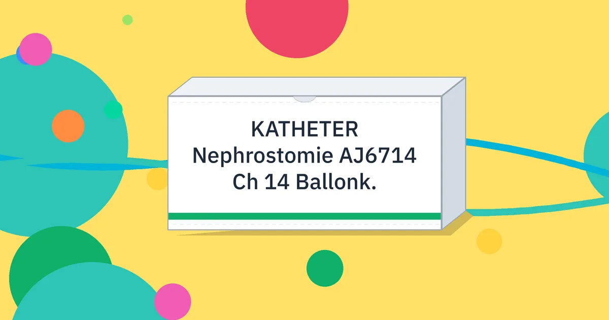 Symbolbild: Packung mit der Aufschrift KATHETER Nephrostomie AJ6714 Ch 14 Ballonk. (PZN 00155079) – Verfügbarkeit und Bezug in Apotheken in Frankfurt am Main
