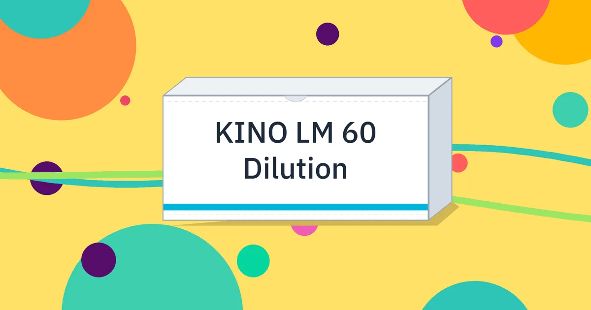Symbolbild: Packung mit der Aufschrift KINO LM 60 Dilution (PZN 13518767) – Verfügbarkeit und Bezug in Apotheken in Frankfurt am Main