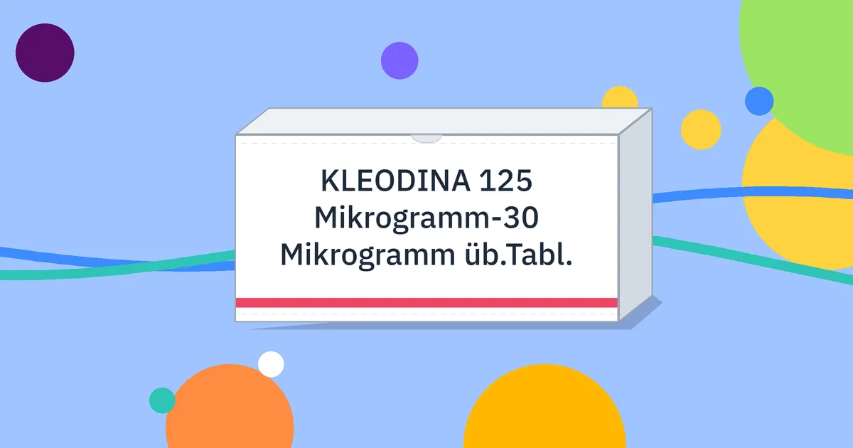 Symbolbild: Packung mit der Aufschrift KLEODINA 125 Mikrogramm-30 Mikrogramm üb.Tabl. (PZN 05027541) – Verfügbarkeit und Bezug in Apotheken in Frankfurt am Main