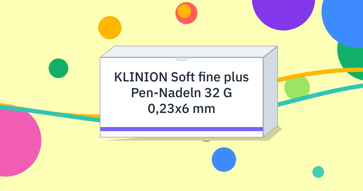 Symbolbild: Packung mit der Aufschrift KLINION Soft fine plus Pen-Nadeln 32 G 0,23x6 mm (PZN 20130897) – Verfügbarkeit und Bezug in Apotheken in Frankfurt am Main
