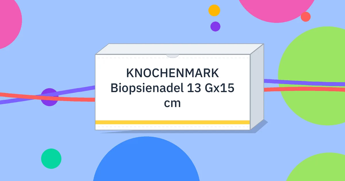 Symbolbild: Packung mit der Aufschrift KNOCHENMARK Biopsienadel 13 Gx15 cm (PZN 10088059) – Verfügbarkeit und Bezug in Apotheken in Frankfurt am Main