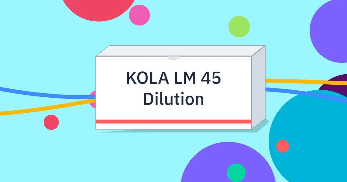 Symbolbild: Packung mit der Aufschrift KOLA LM 45 Dilution (PZN 13519672) – Verfügbarkeit und Bezug in Apotheken in Frankfurt am Main