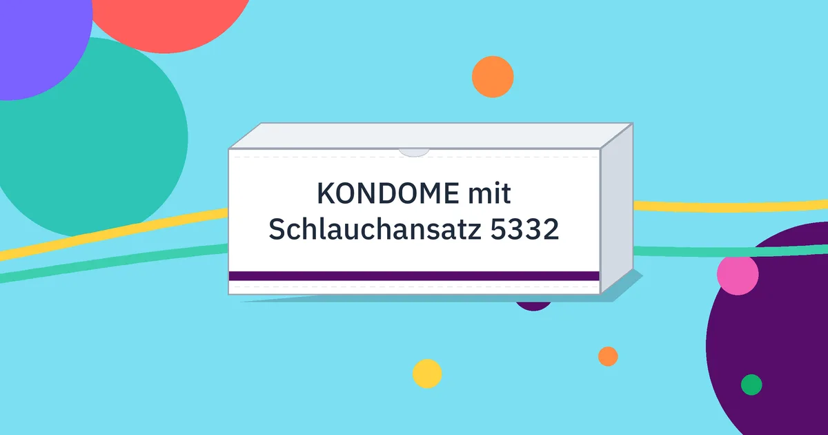 Symbolbild: Packung mit der Aufschrift KONDOME mit Schlauchansatz 5332 (PZN 00586431) – Verfügbarkeit und Bezug in Apotheken in Frankfurt am Main
