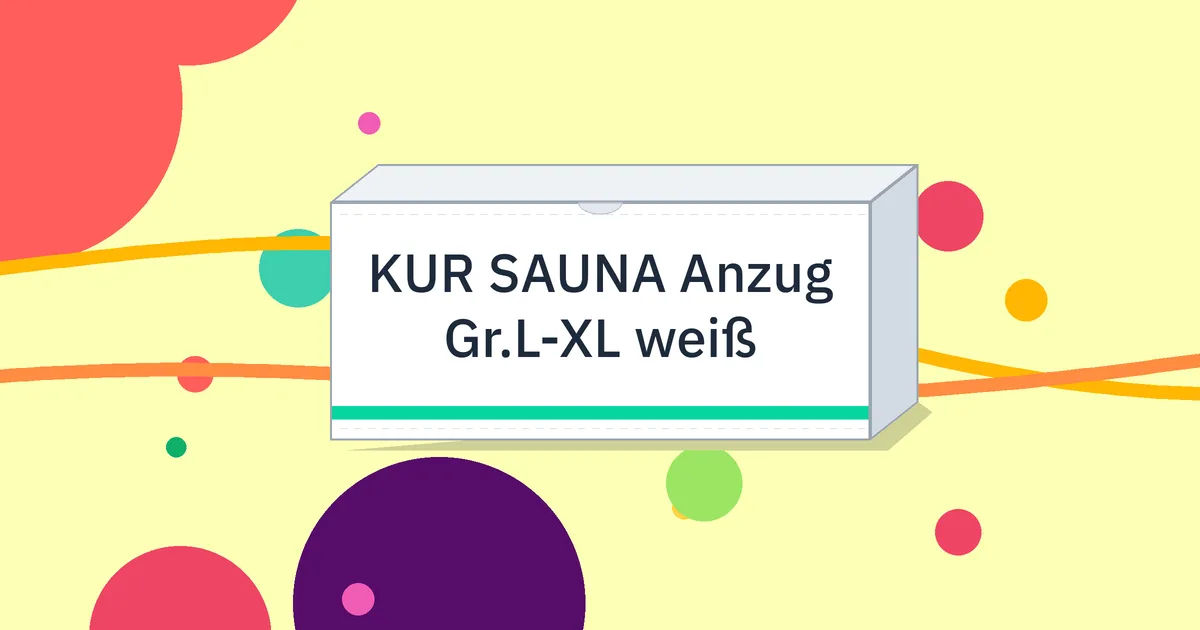 Symbolbild: Packung mit der Aufschrift KUR SAUNA Anzug Gr.L-XL weiß (PZN 09063479) – Verfügbarkeit und Bezug in Apotheken in Frankfurt am Main