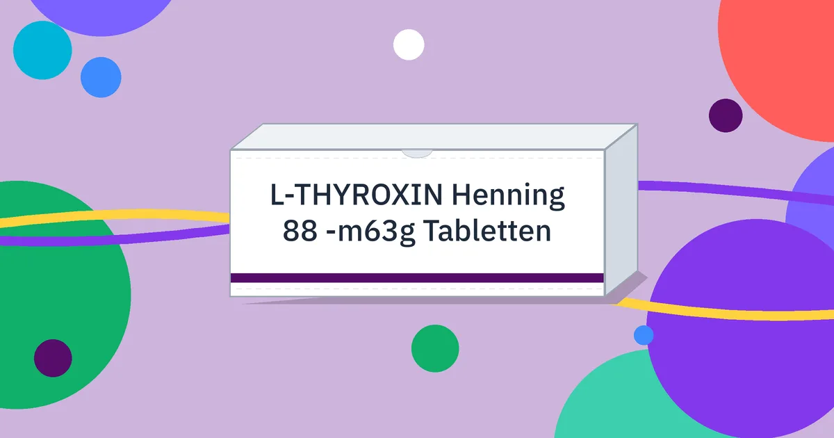 Symbolbild: Packung mit der Aufschrift L-THYROXIN Henning 88 -m63g Tabletten (PZN 16917433) – Verfügbarkeit und Bezug in Apotheken in Frankfurt am Main