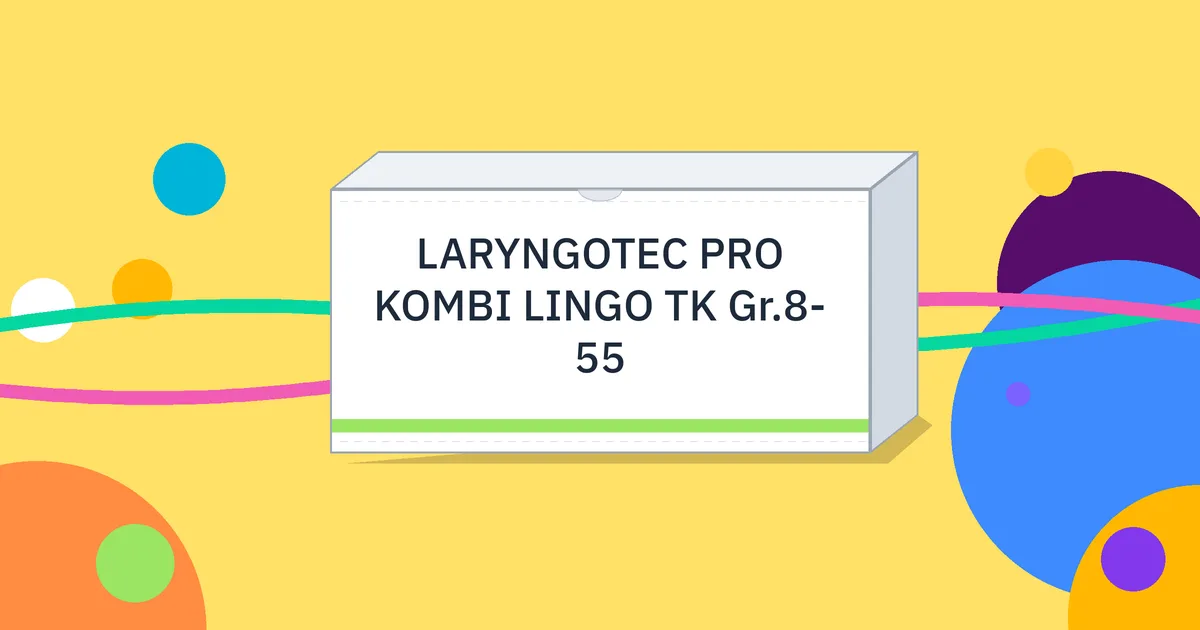 Symbolbild: Packung mit der Aufschrift LARYNGOTEC PRO KOMBI LINGO TK Gr.8-55 (PZN 16740905) – Verfügbarkeit und Bezug in Apotheken in Frankfurt am Main