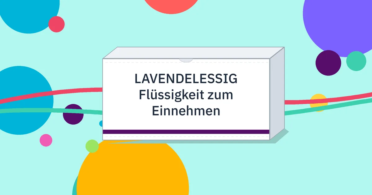 Symbolbild: Packung mit der Aufschrift LAVENDELESSIG Flüssigkeit zum Einnehmen (PZN 15401242) – Verfügbarkeit und Bezug in Apotheken in Frankfurt am Main