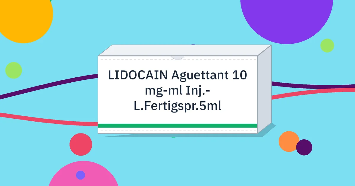 Symbolbild: Packung mit der Aufschrift LIDOCAIN Aguettant 10 mg-ml Inj.-L.Fertigspr.5ml (PZN 19740745) – Verfügbarkeit und Bezug in Apotheken in Frankfurt am Main