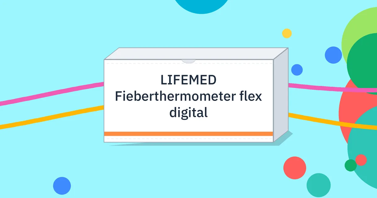 Symbolbild: Packung mit der Aufschrift LIFEMED Fieberthermometer flex digital (PZN 19524786) – Verfügbarkeit und Bezug in Apotheken in Frankfurt am Main