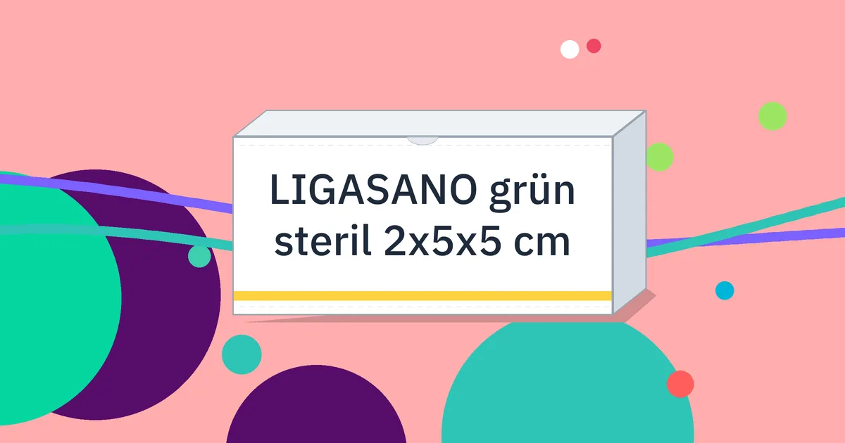 Symbolbild: Packung mit der Aufschrift LIGASANO grün steril 2x5x5 cm (PZN 20101950) – Verfügbarkeit und Bezug in Apotheken in Frankfurt am Main