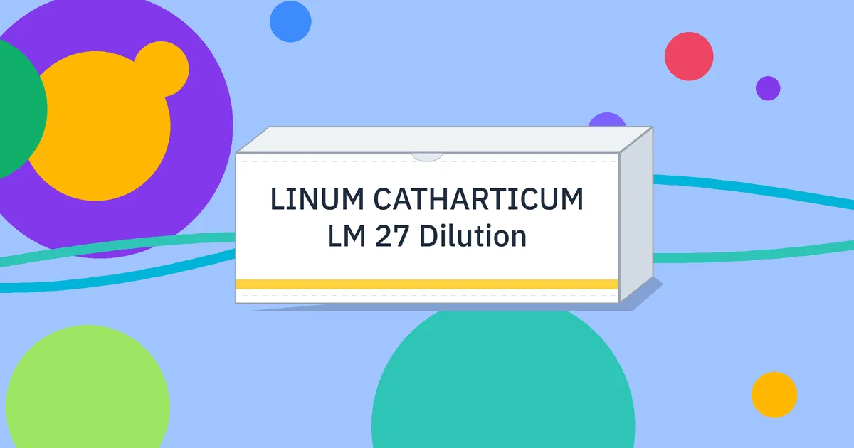 Symbolbild: Packung mit der Aufschrift LINUM CATHARTICUM LM 27 Dilution (PZN 13530277) – Verfügbarkeit und Bezug in Apotheken in Frankfurt am Main