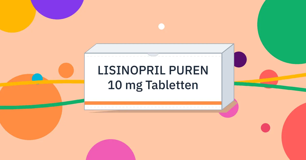 Symbolbild: Packung mit der Aufschrift LISINOPRIL PUREN 10 mg Tabletten (PZN 13706285) – Verfügbarkeit und Bezug in Apotheken in Frankfurt am Main