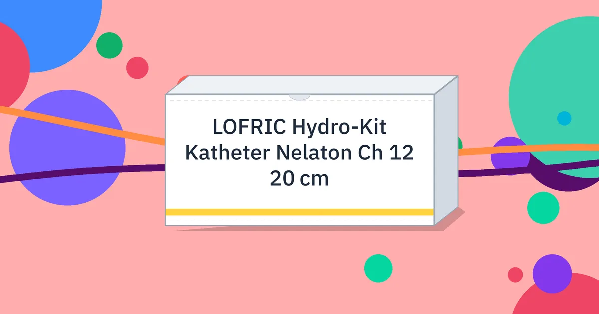 Symbolbild: Packung mit der Aufschrift LOFRIC Hydro-Kit Katheter Nelaton Ch 12 20 cm (PZN 17153630) – Verfügbarkeit und Bezug in Apotheken in Frankfurt am Main