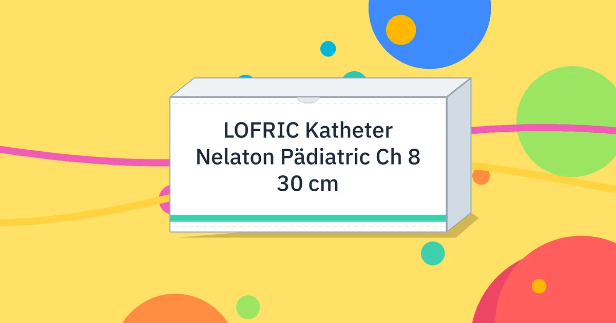 Symbolbild: Packung mit der Aufschrift LOFRIC Katheter Nelaton Pädiatric Ch 8 30 cm (PZN 16671498) – Verfügbarkeit und Bezug in Apotheken in Frankfurt am Main