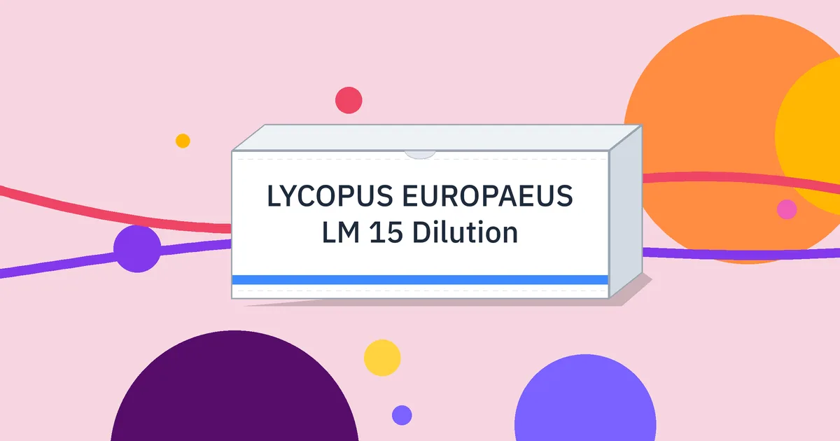 Symbolbild: Packung mit der Aufschrift LYCOPUS EUROPAEUS LM 15 Dilution (PZN 13538043) – Verfügbarkeit und Bezug in Apotheken in Frankfurt am Main