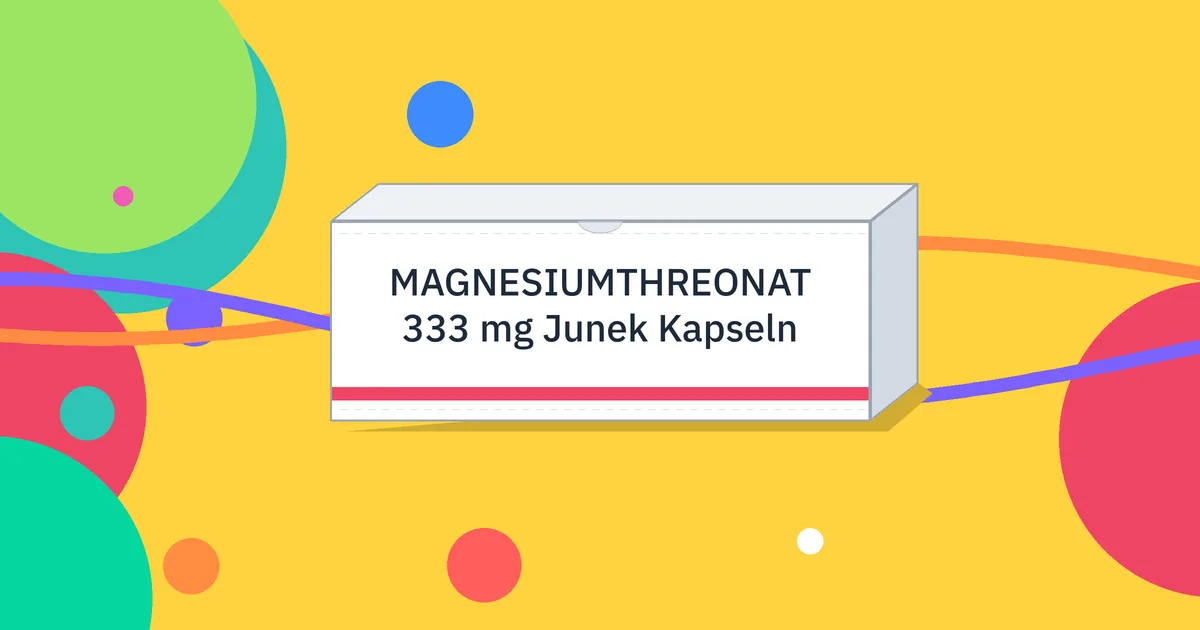 Symbolbild: Packung mit der Aufschrift MAGNESIUMTHREONAT 333 mg Junek Kapseln (PZN 19954446) – Verfügbarkeit und Bezug in Apotheken in Frankfurt am Main