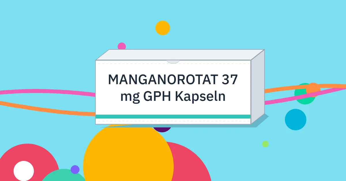 Symbolbild: Packung mit der Aufschrift MANGANOROTAT 37 mg GPH Kapseln (PZN 11482781) – Verfügbarkeit und Bezug in Apotheken in Frankfurt am Main