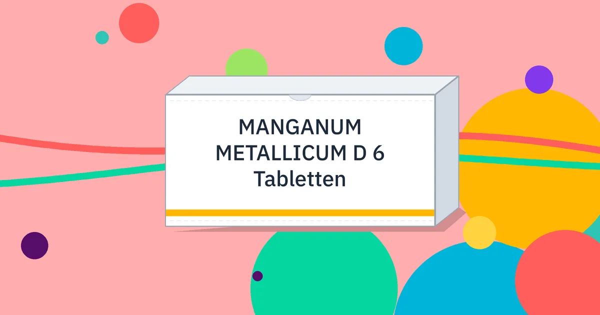 Symbolbild: Packung mit der Aufschrift MANGANUM METALLICUM D 6 Tabletten (PZN 02633525) – Verfügbarkeit und Bezug in Apotheken in Frankfurt am Main