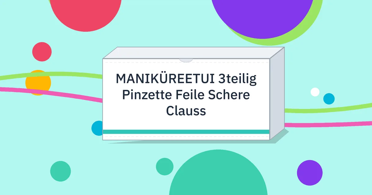 Symbolbild: Packung mit der Aufschrift MANIKÜREETUI 3teilig Pinzette Feile Schere Clauss (PZN 16880032) – Verfügbarkeit und Bezug in Apotheken in Frankfurt am Main