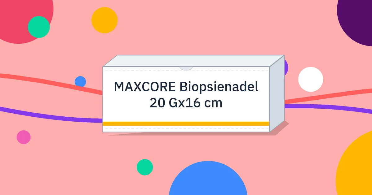 Symbolbild: Packung mit der Aufschrift MAXCORE Biopsienadel 20 Gx16 cm (PZN 07780946) – Verfügbarkeit und Bezug in Apotheken in Frankfurt am Main