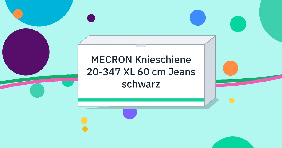 Symbolbild: Packung mit der Aufschrift MECRON Knieschiene 20-347 XL 60 cm Jeans schwarz (PZN 02911183) – Verfügbarkeit und Bezug in Apotheken in Frankfurt am Main
