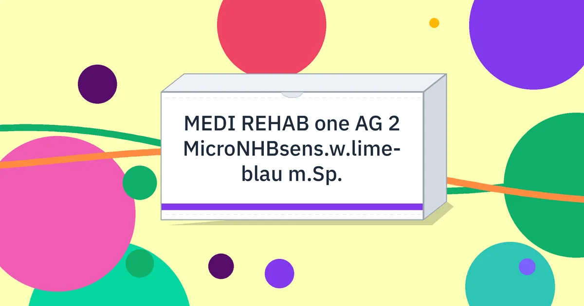 Symbolbild: Packung mit der Aufschrift MEDI REHAB one AG 2 MicroNHBsens.w.lime-blau m.Sp. (PZN 18898421) – Verfügbarkeit und Bezug in Apotheken in Frankfurt am Main