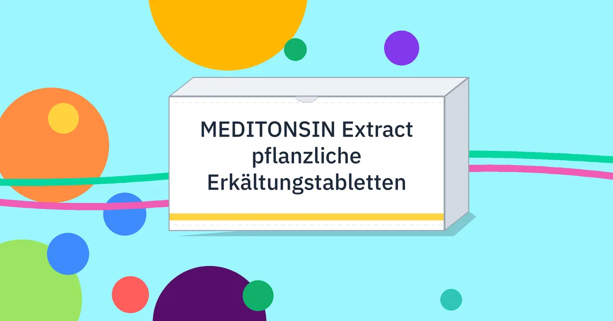 Symbolbild: Packung mit der Aufschrift MEDITONSIN Extract pflanzliche Erkältungstabletten (PZN 19846900) – Verfügbarkeit und Bezug in Apotheken in Frankfurt am Main