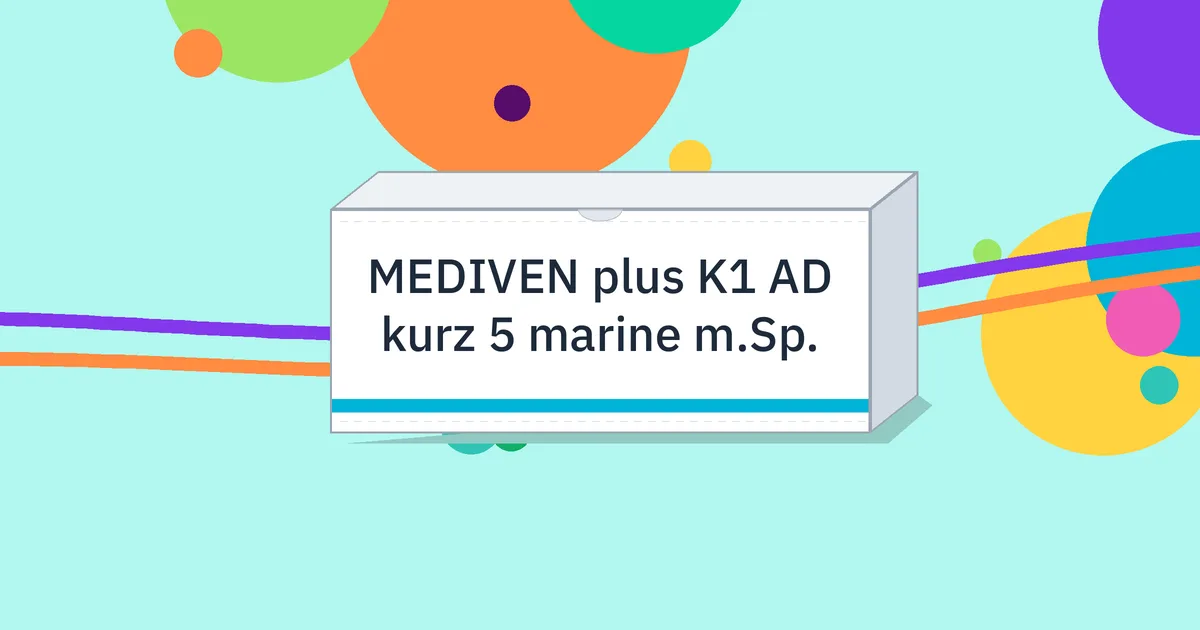 Symbolbild: Packung mit der Aufschrift MEDIVEN plus K1 AD kurz 5 marine m.Sp. (PZN 15043564) – Verfügbarkeit und Bezug in Apotheken in Frankfurt am Main