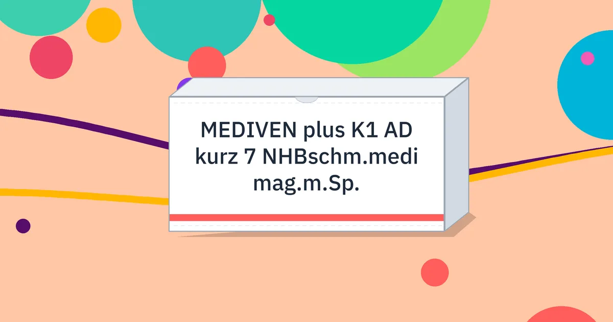Symbolbild: Packung mit der Aufschrift MEDIVEN plus K1 AD kurz 7 NHBschm.medi mag.m.Sp. (PZN 15899495) – Verfügbarkeit und Bezug in Apotheken in Frankfurt am Main