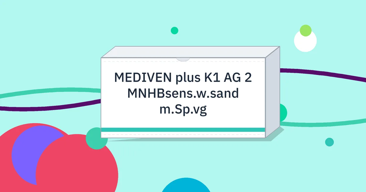 Symbolbild: Packung mit der Aufschrift MEDIVEN plus K1 AG 2 MNHBsens.w.sand m.Sp.vg (PZN 18941447) – Verfügbarkeit und Bezug in Apotheken in Frankfurt am Main