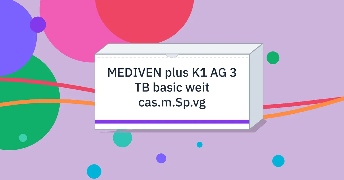 Symbolbild: Packung mit der Aufschrift MEDIVEN plus K1 AG 3 TB basic weit cas.m.Sp.vg (PZN 15058548) – Verfügbarkeit und Bezug in Apotheken in Frankfurt am Main