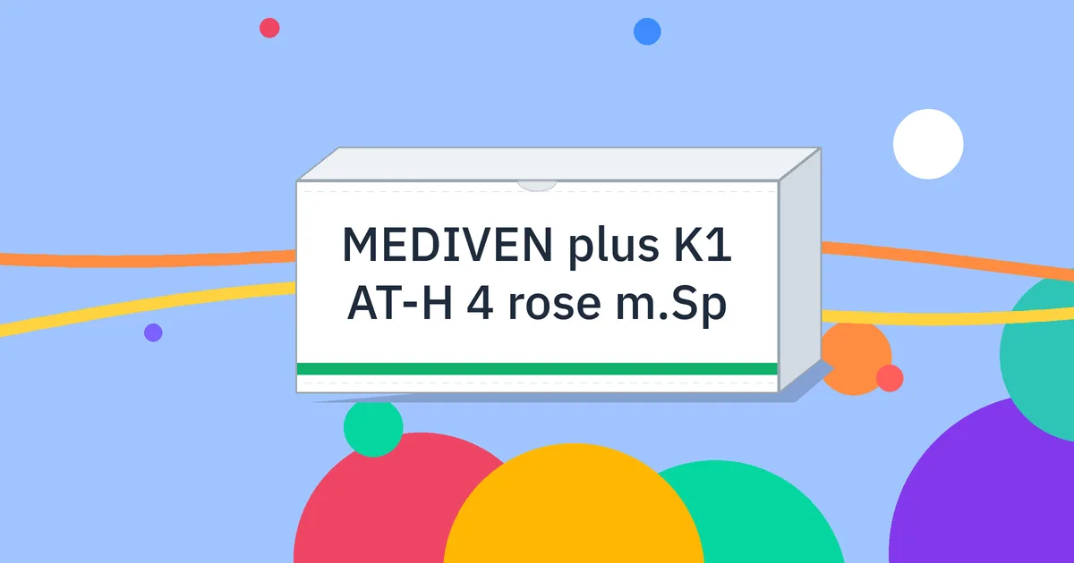 Symbolbild: Packung mit der Aufschrift MEDIVEN plus K1 AT-H 4 rose m.Sp (PZN 15035895) – Verfügbarkeit und Bezug in Apotheken in Frankfurt am Main