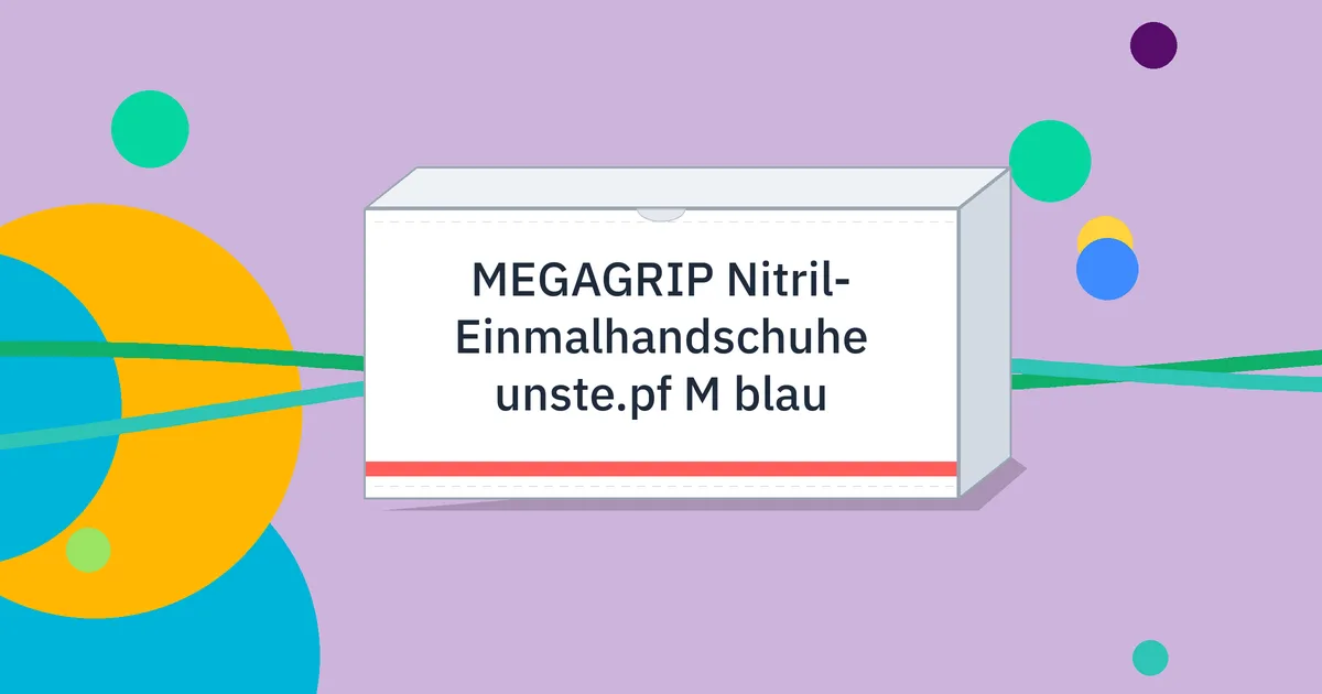 Symbolbild: Packung mit der Aufschrift MEGAGRIP Nitril-Einmalhandschuhe unste.pf M blau (PZN 16733420) – Verfügbarkeit und Bezug in Apotheken in Frankfurt am Main