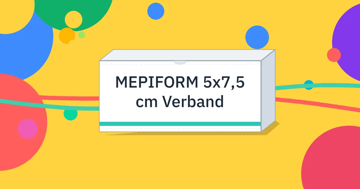 Symbolbild: Packung mit der Aufschrift MEPIFORM 5x7,5 cm Verband (PZN 17832319) – Verfügbarkeit und Bezug in Apotheken in Frankfurt am Main