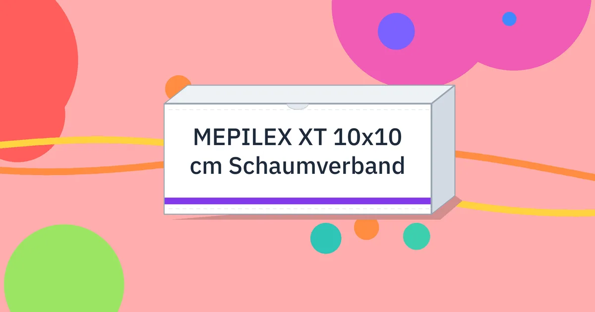 Symbolbild: Packung mit der Aufschrift MEPILEX XT 10x10 cm Schaumverband (PZN 18052262) – Verfügbarkeit und Bezug in Apotheken in Frankfurt am Main