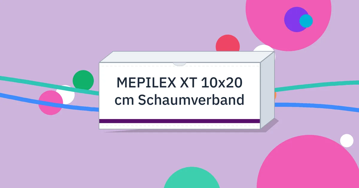 Symbolbild: Packung mit der Aufschrift MEPILEX XT 10x20 cm Schaumverband (PZN 18063260) – Verfügbarkeit und Bezug in Apotheken in Frankfurt am Main
