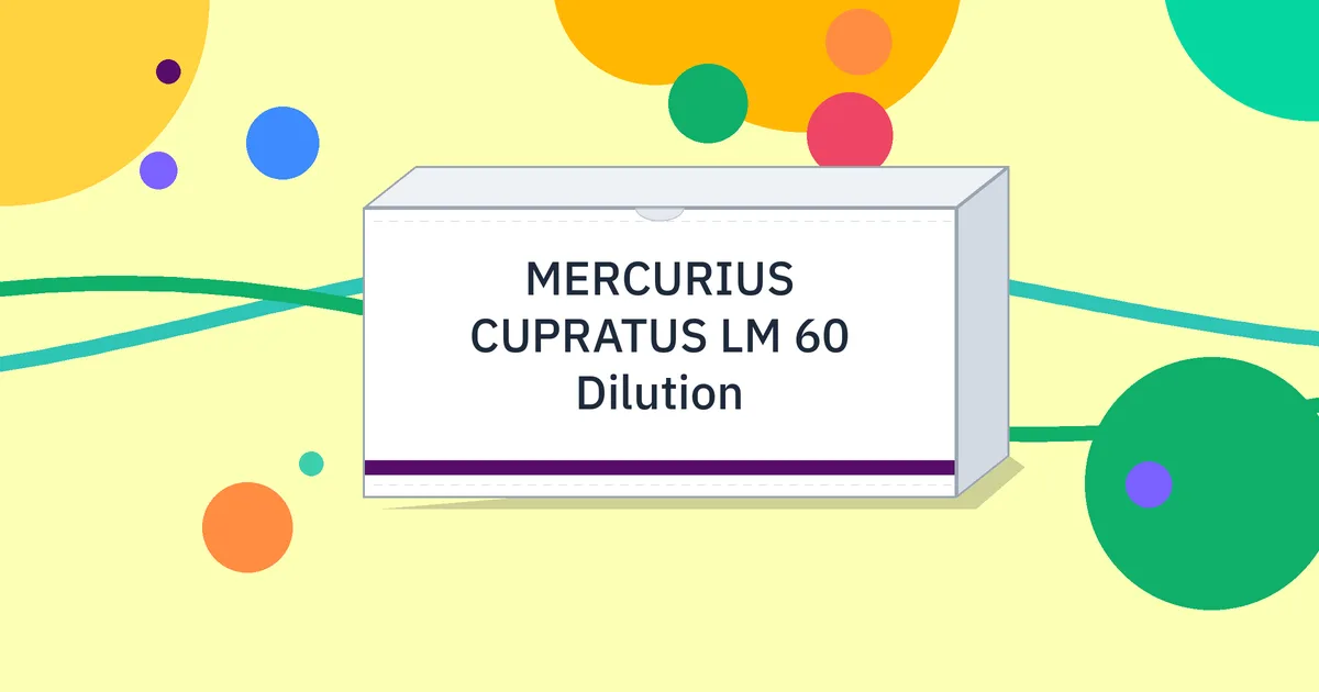 Symbolbild: Packung mit der Aufschrift MERCURIUS CUPRATUS LM 60 Dilution (PZN 12950675) – Verfügbarkeit und Bezug in Apotheken in Frankfurt am Main