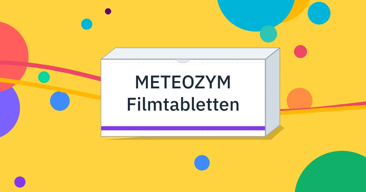 Symbolbild: Packung mit der Aufschrift METEOZYM Filmtabletten (PZN 02584790) – Verfügbarkeit und Bezug in Apotheken in Frankfurt am Main