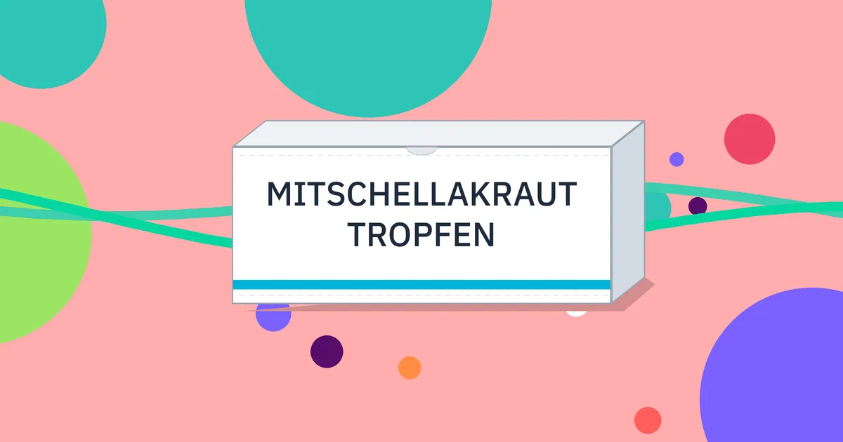 Symbolbild: Packung mit der Aufschrift MITSCHELLAKRAUT TROPFEN (PZN 14283993) – Verfügbarkeit und Bezug in Apotheken in Frankfurt am Main