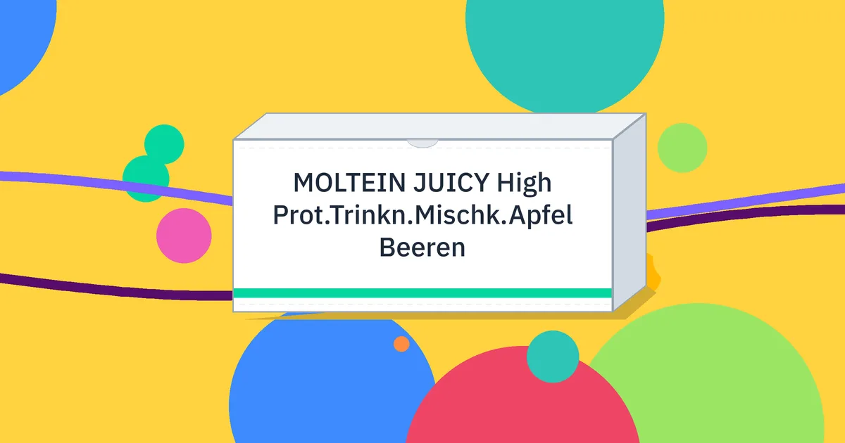 Symbolbild: Packung mit der Aufschrift MOLTEIN JUICY High Prot.Trinkn.Mischk.Apfel Beeren (PZN 20648476) – Verfügbarkeit und Bezug in Apotheken in Frankfurt am Main