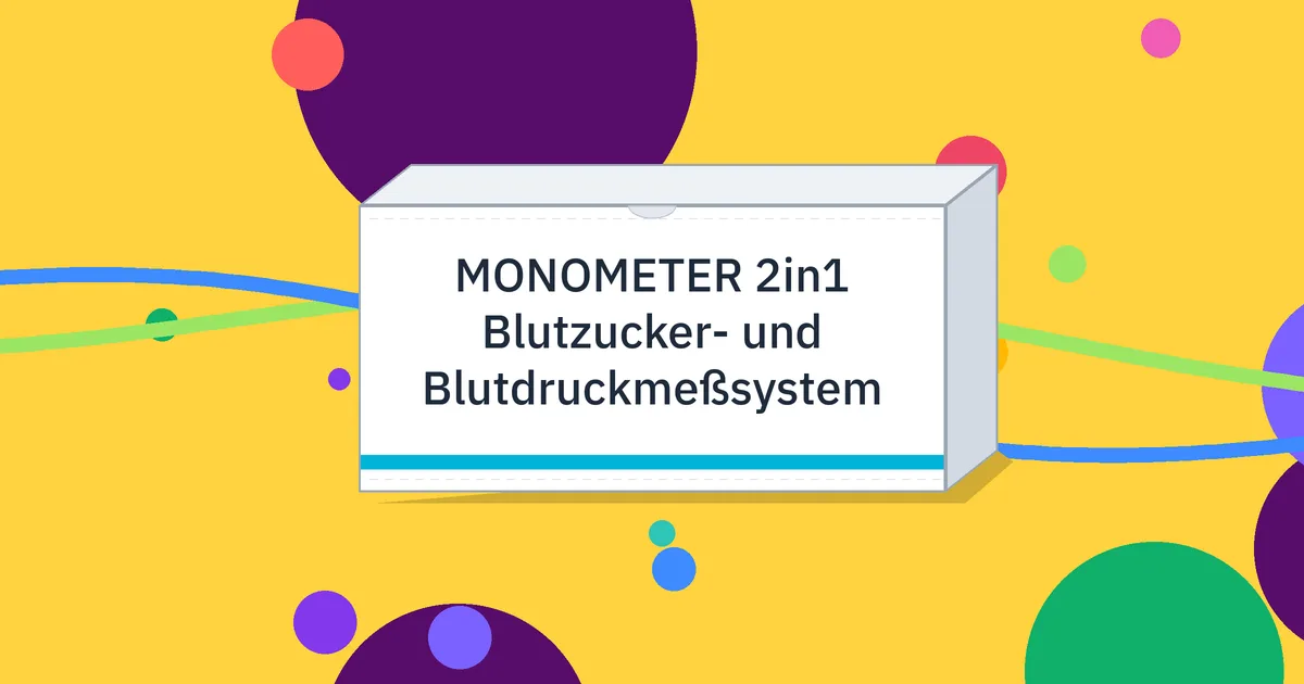 Symbolbild: Packung mit der Aufschrift MONOMETER 2in1 Blutzucker- und Blutdruckmeßsystem (PZN 06592792) – Verfügbarkeit und Bezug in Apotheken in Frankfurt am Main