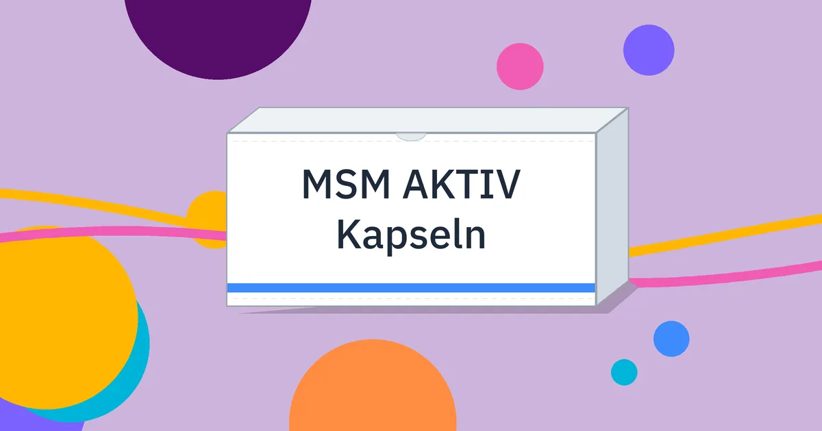Symbolbild: Packung mit der Aufschrift MSM AKTIV Kapseln (PZN 18274755) – Verfügbarkeit und Bezug in Apotheken in Frankfurt am Main